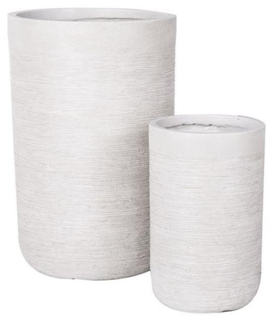 LDK Set of 2 Light Grey Round Plant Pots | IndalOcio